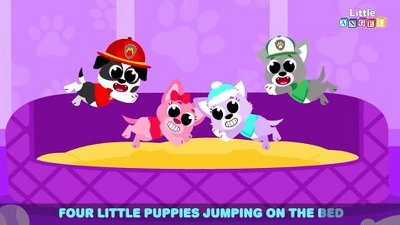 「英语启蒙儿歌」Five Little Puppies Playing,亲子,早教,好看视频