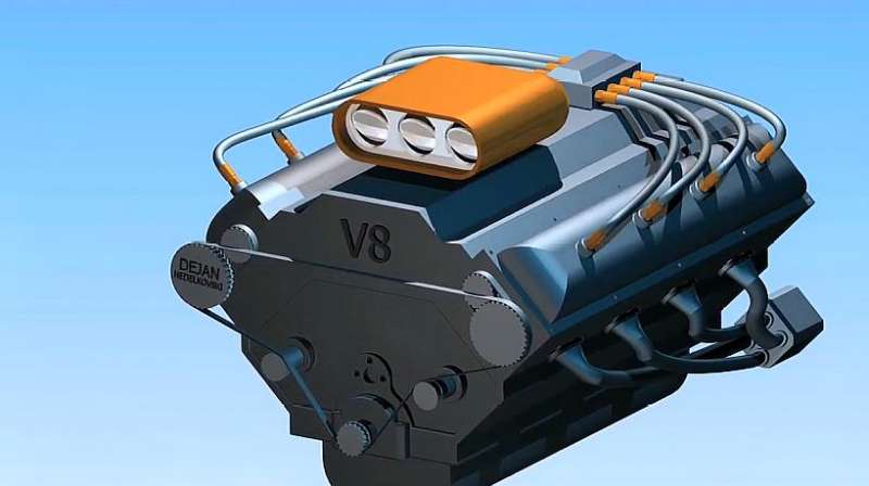 Autodesk Inventor中设计的V8引擎动画,科技,机械,好看视频
