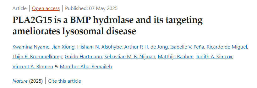 揭秘溶酶体关键酶 PLA2G15：靶向治疗溶酶体疾病的新希望