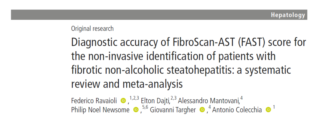 GUT最新研究！FAST评分无创识别纤维化NASH患者的诊断准确性