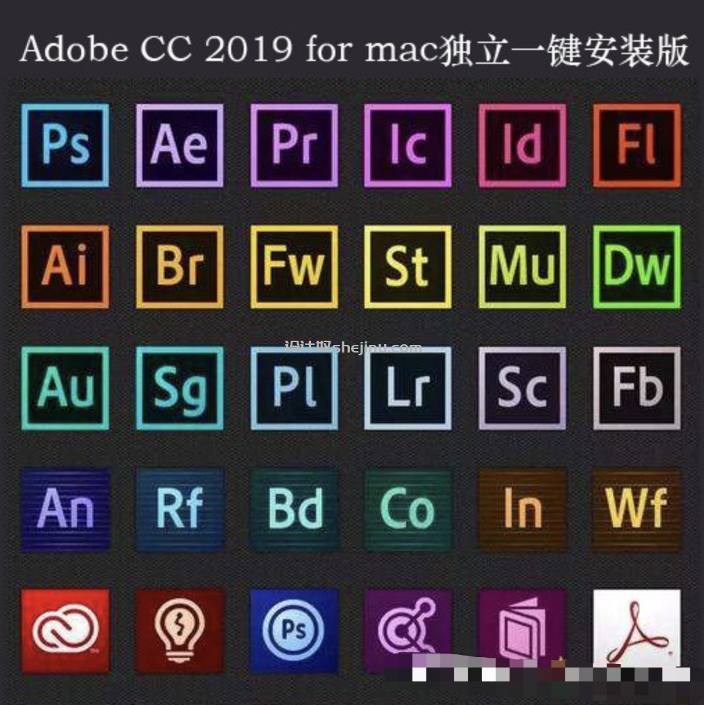 「免费 MAC」PS/AI/DW/ID/AE/LR,Adobe CC 2019 MAC独立版全家桶-一键安装版免破解含破解文件