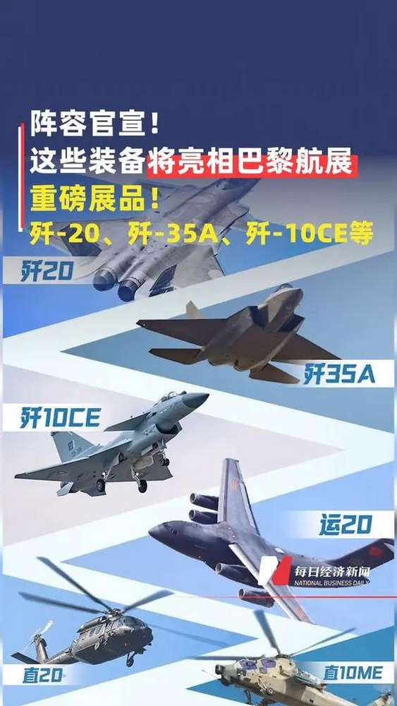阵容官宣！这些装备将亮相巴黎航展 重磅展品：歼-20、歼-35A、歼-10CE、运-20、直-20、直-10ME,军事,武器装备,好看视频