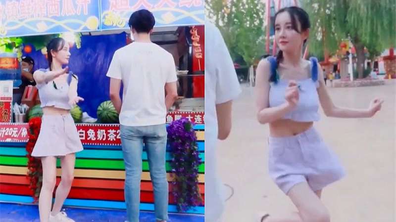 张檬花式秀恩爱,围着小五俏皮尬舞,细腰长腿身材超火辣舞蹈广场舞好看视频
