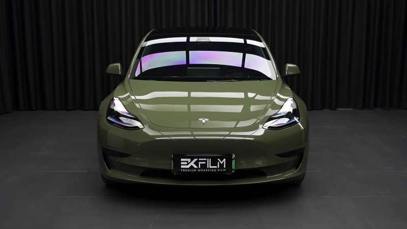 特斯拉model3-EKFILM改色膜曙光绿，唯美气质满分,汽车,发烧改装,好看视频